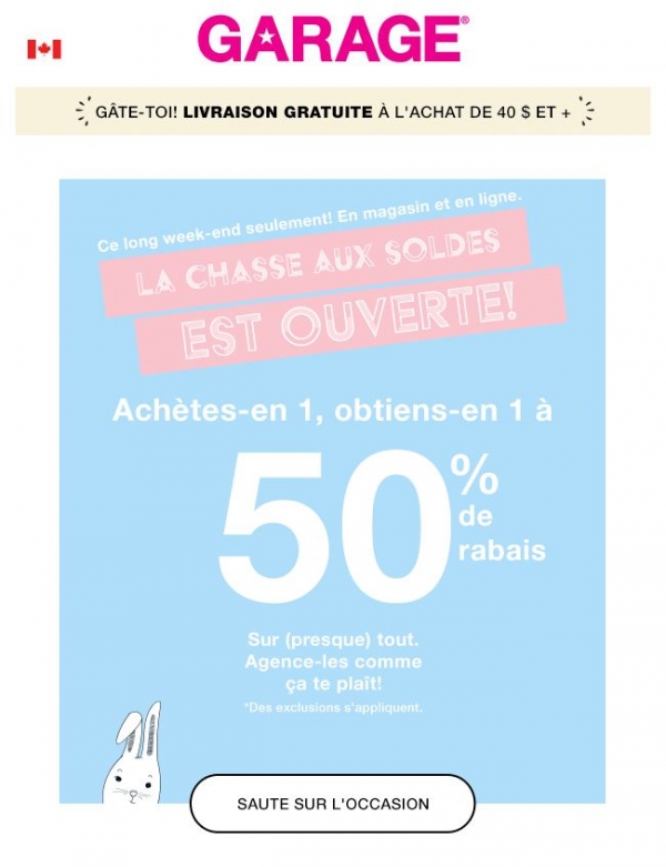50 % De Rabais Sur Le 2E Article!